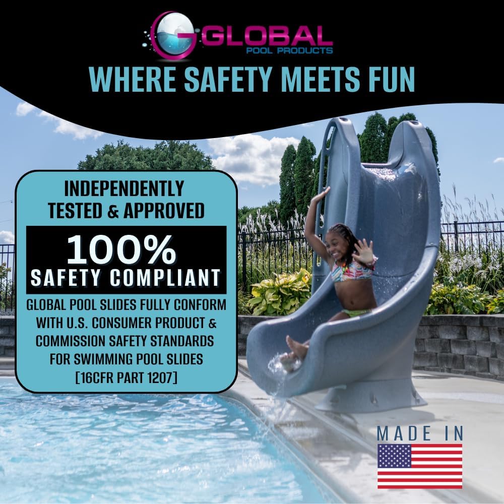 Global Side Winder 7'8" Pool Slide Sandstone Left Turn, GPPSSW-SAND-L ...