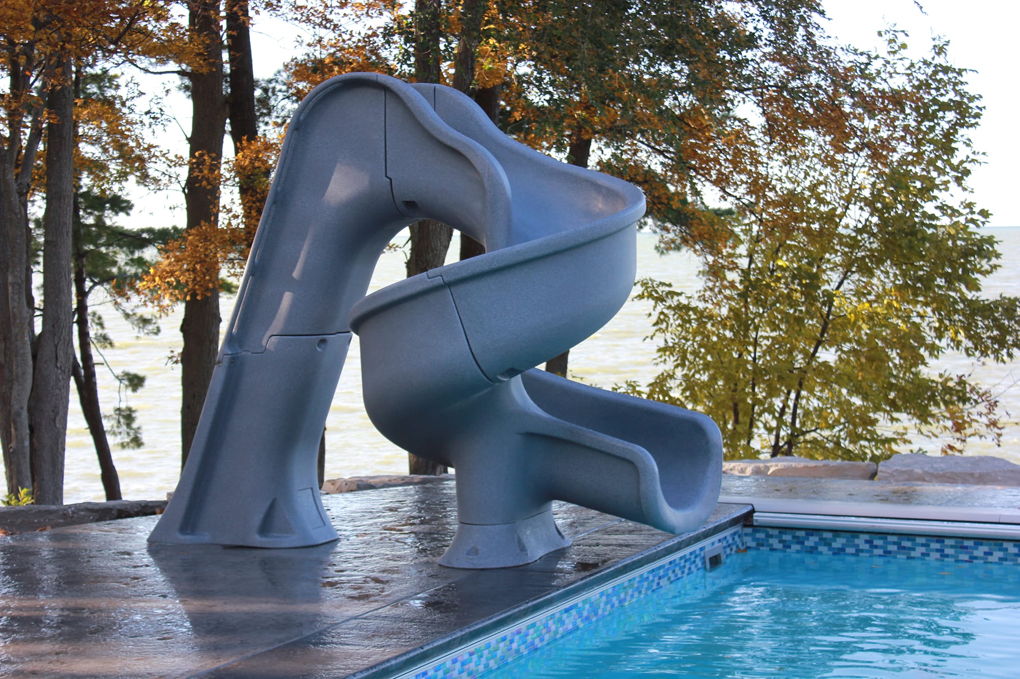 Global Tsunami 7'8" Pool Slide, Gray Granite, GPPSTS-GREY — Vita Pool ...