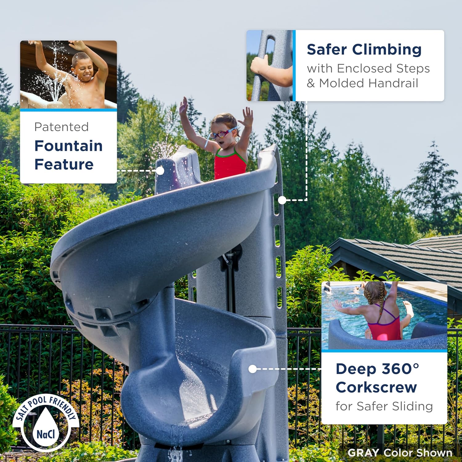 S.R. Smith 640-209-58124 heliX2 360° Pool Slide, Gray Granite — Vita ...