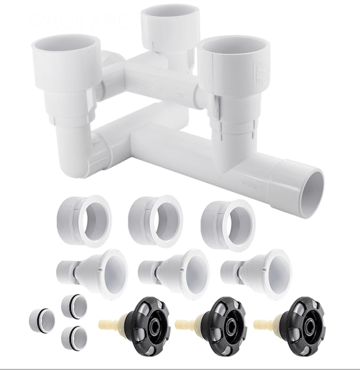 Waterway 210-3520G 7" Gunite 3 Jet Poly Seat Kit AquaShapes® Jet Manif ...